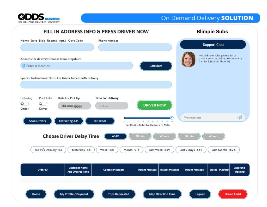 Help – ODDS – On Demand Delivery Solution